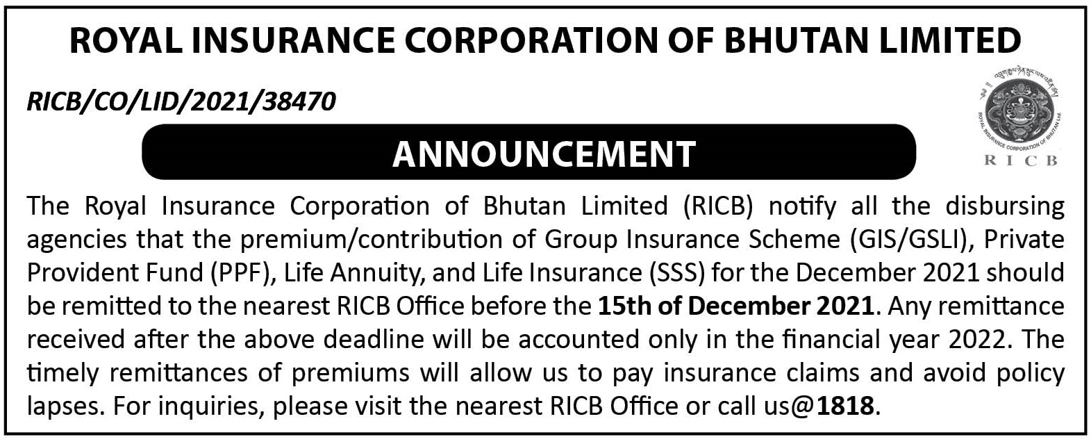 Royal Insurance Corporation of Bhutan Limited – The Bhutanese
